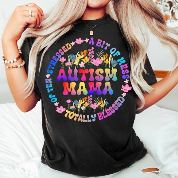 Tops | Autism Mom Autism Mom Autism Mama Totally Blessed Shirt Retro ...